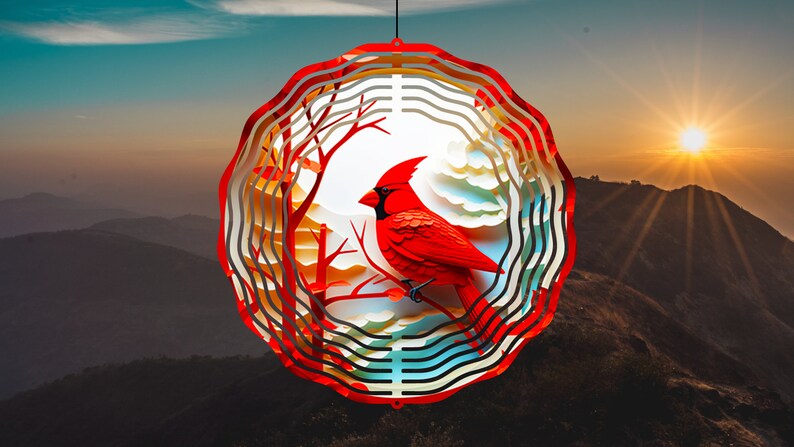 Red Cardinal Wind Spinner PNG, Cardinal Wind Spinner Sublimation Design ...