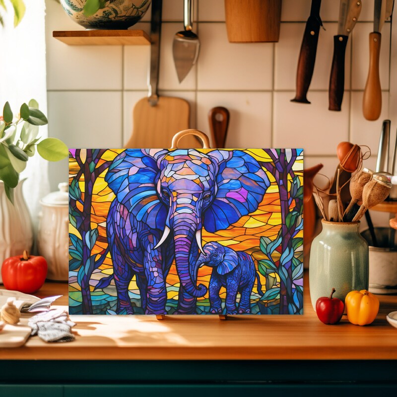 Elephant Glass Wall Decor - Etsy