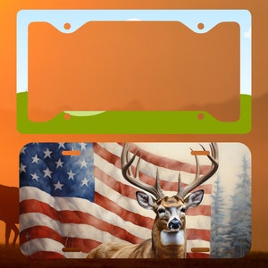 Deer Hunting American Flag License Plate | Patriotic Sublimation Design ...