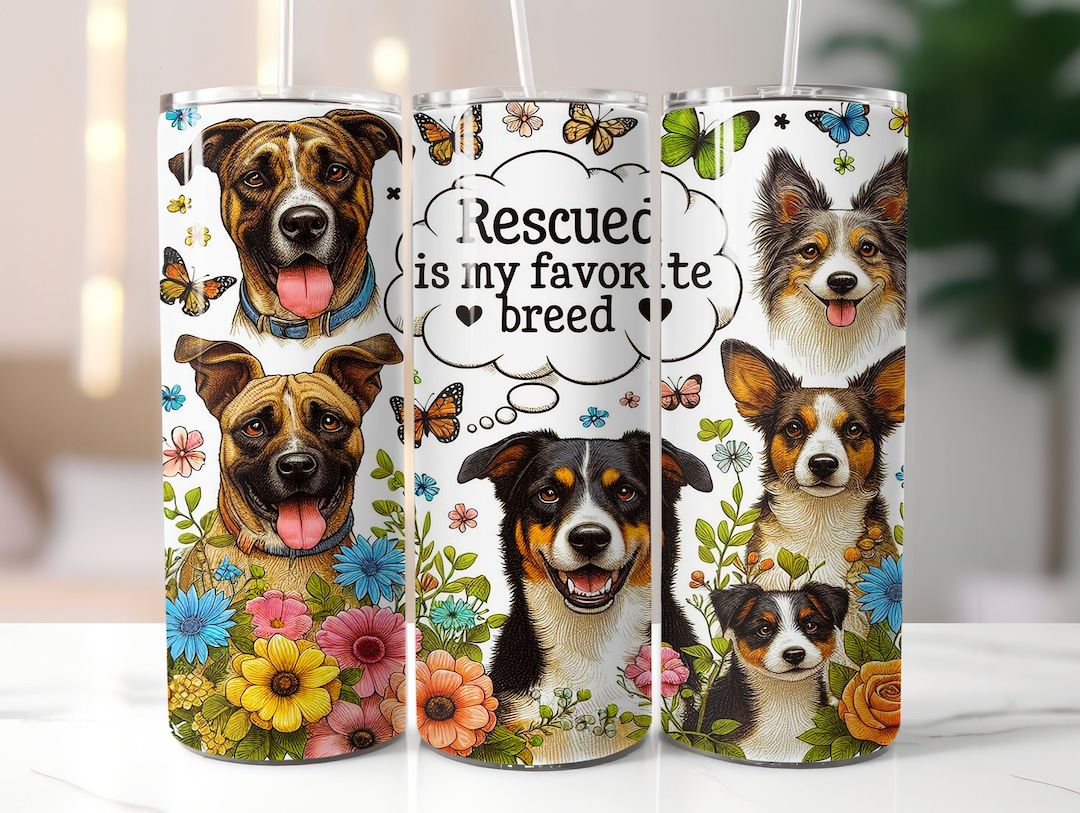 Rescue Mom Skinny Tumbler Sublimation Design Rescue Dog Sublimation ...
