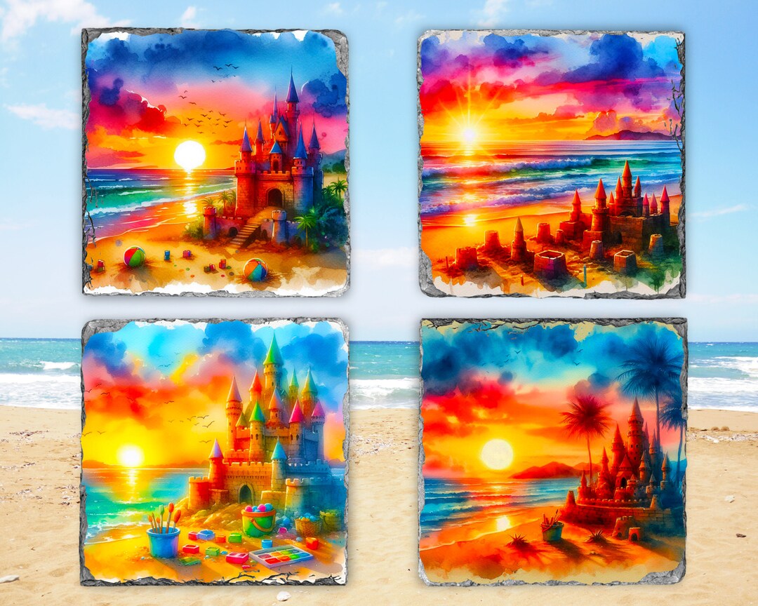 Beach Life Coasters PNG | Beach Square Coaster or Round Coaster Png ...