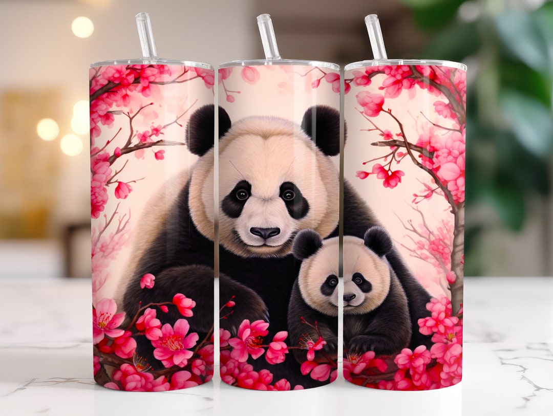 Panda 20 Oz Skinny Tumbler Sublimation Design, Seamless Panda Bear ...