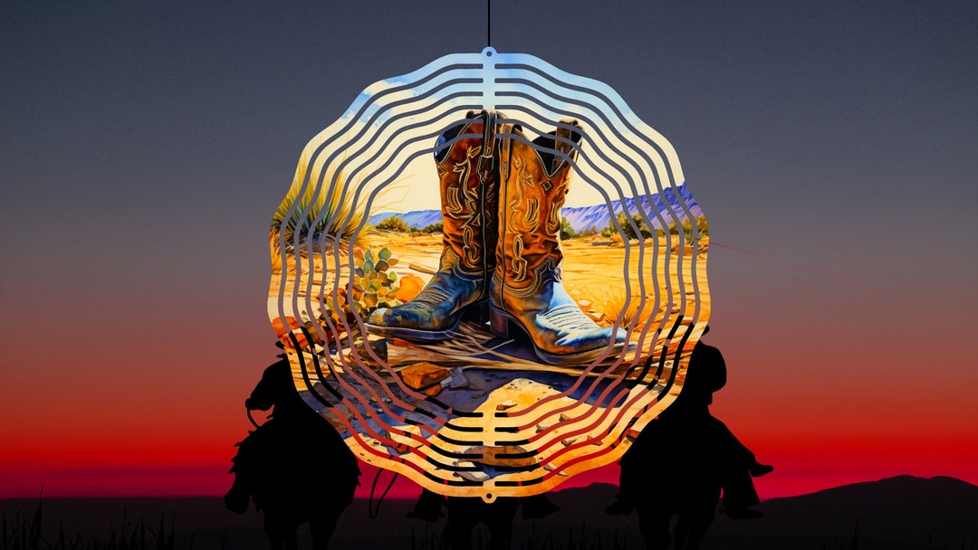 Cowboy Wind Spinner Sublimation Designs | Cowboy Boots Spinner PNG ...