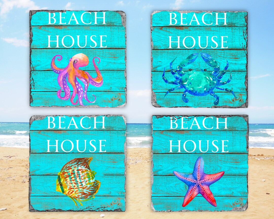 Beach Life Coasters PNG | Beach Square Coaster or Round Coaster Png ...