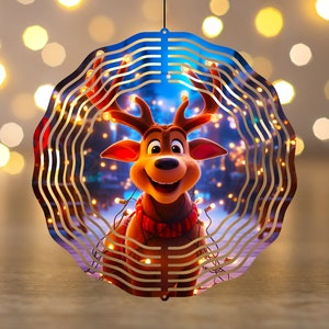 Reindeer Christmas Spinner Sublimation Designs | Reindeer PNG Art ...