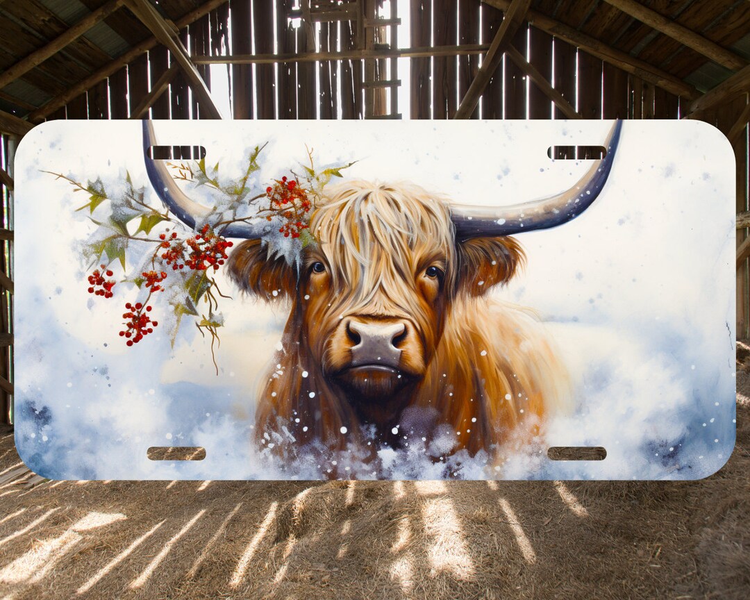 Highland Cow License Plate PNG | Highland Cow Sublimation | Highland ...