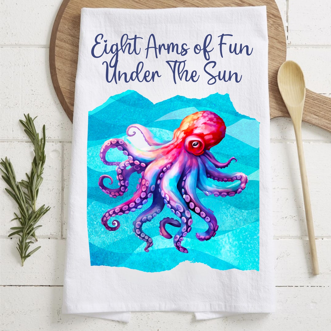 Octopus Kitchen Towel Sublimation Designs | Sea Life Tea Towel ...
