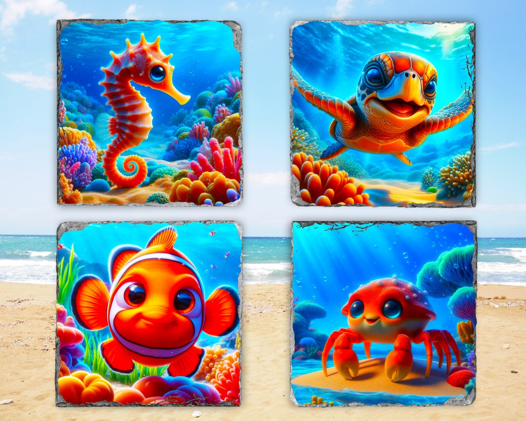 Beach Life Coasters PNG | Beach Square Coaster or Round Coaster Png ...