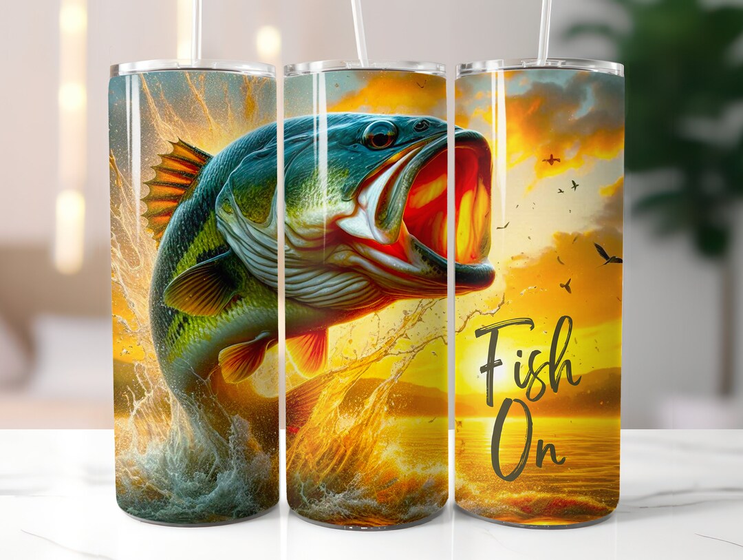 Fishing Tumbler Wrap | Bass Fishing Wrap | Seamless Skinny Tumbler ...