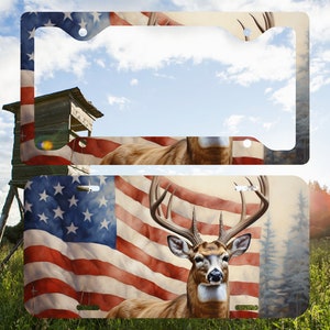 Deer Hunting American Flag License Plate | Patriotic Sublimation Design ...