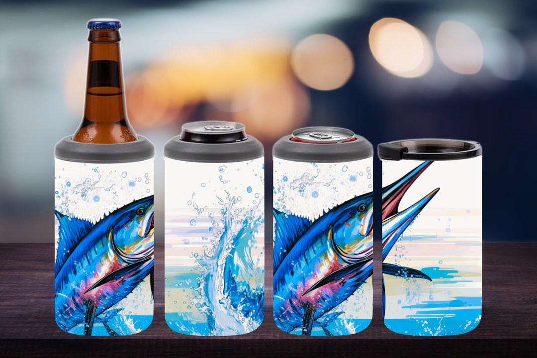 4 in 1 Can Cooler Design: Blue Marlin PNG Fishing Can Cooler ...