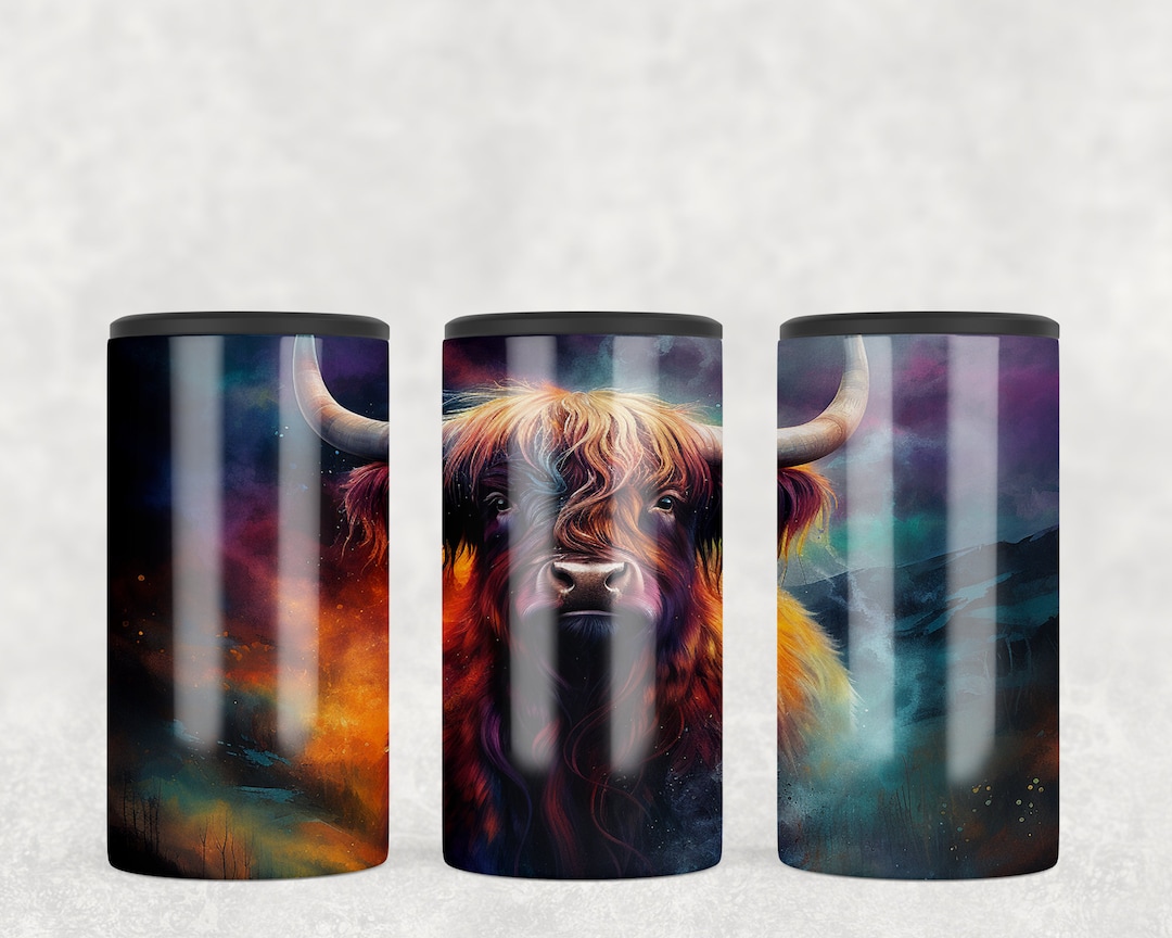 4 in 1 Can Cooler Design: Highland Cow Can Cooler Sublimation ...