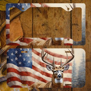 Deer Hunting American Flag License Plate | Patriotic Sublimation Design ...
