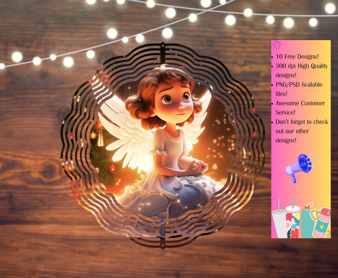 Angel Wind Spinner Sublimation Designs | Angel PNG Art | Christmas ...