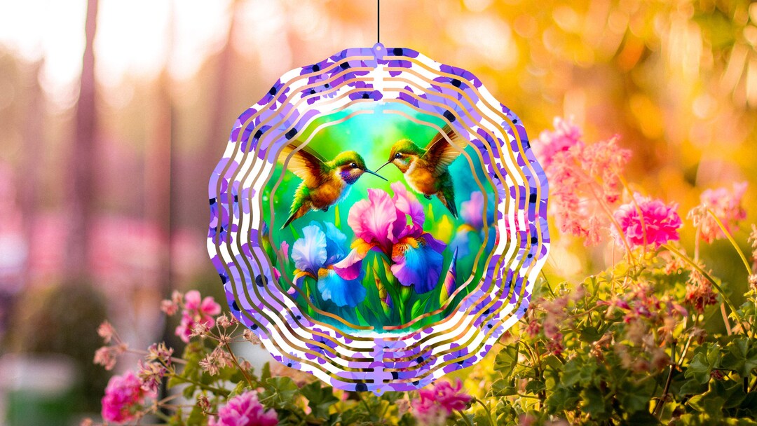 Hummingbird Wind Spinner PNG, Alcohol Ink Hummingbird Yard Spinner ...