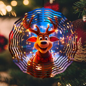 Reindeer Christmas Spinner Sublimation Designs | Reindeer PNG Art ...