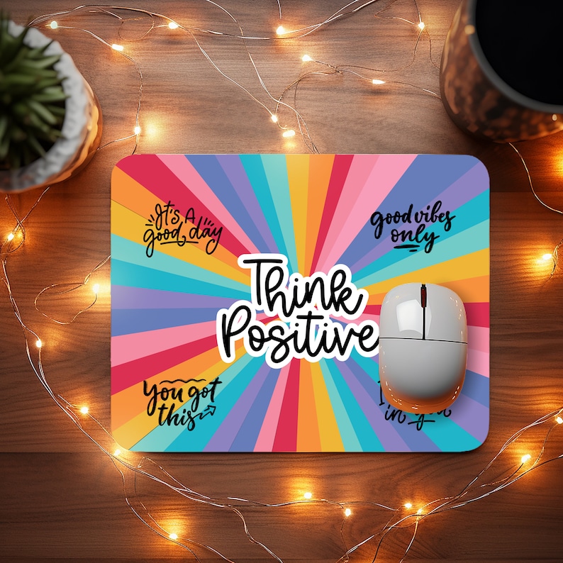Think Positive Mouse Pad PNG Good Vibes Mouse Pad - Etsy
