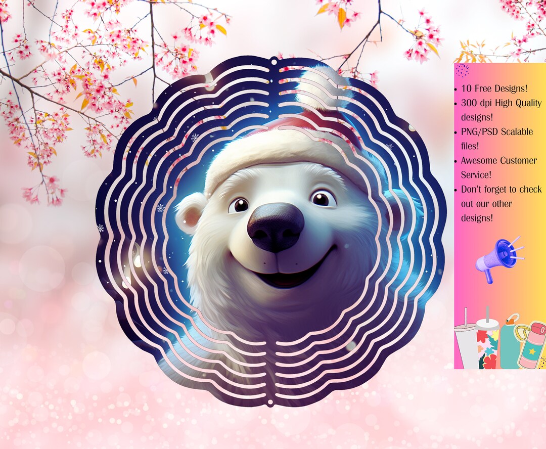 Christmas Wind Spinner | Polar Bear Spinner Art | Polar Bear Wind ...