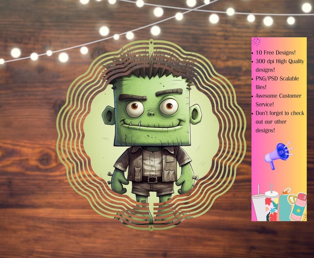 Halloween Wind Spinner PNG, Frankenstein Halloween Spinner Sublimation ...