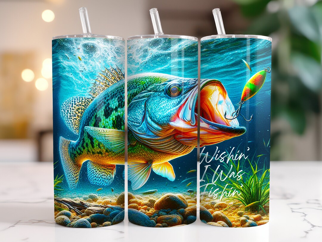 Fishing Tumbler Wrap | Crappie Fishing Wrap | Seamless Skinny Tumbler ...