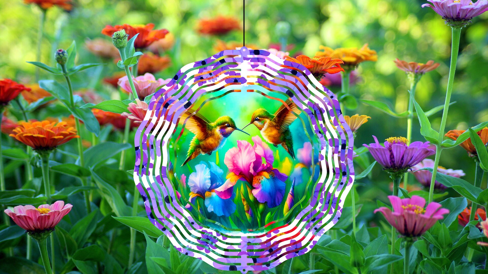 Hummingbird Wind Spinner PNG, Alcohol Ink Hummingbird Yard Spinner ...