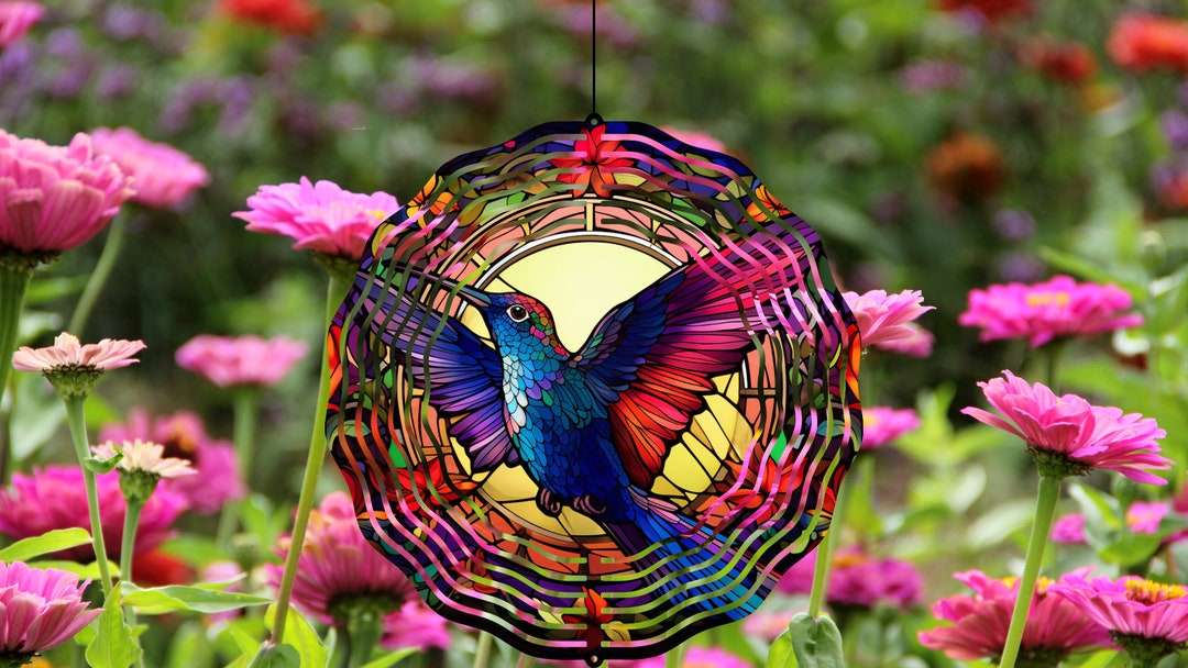 Hummingbird Wind Spinner PNG, Alcohol Ink Hummingbird Yard Spinner ...