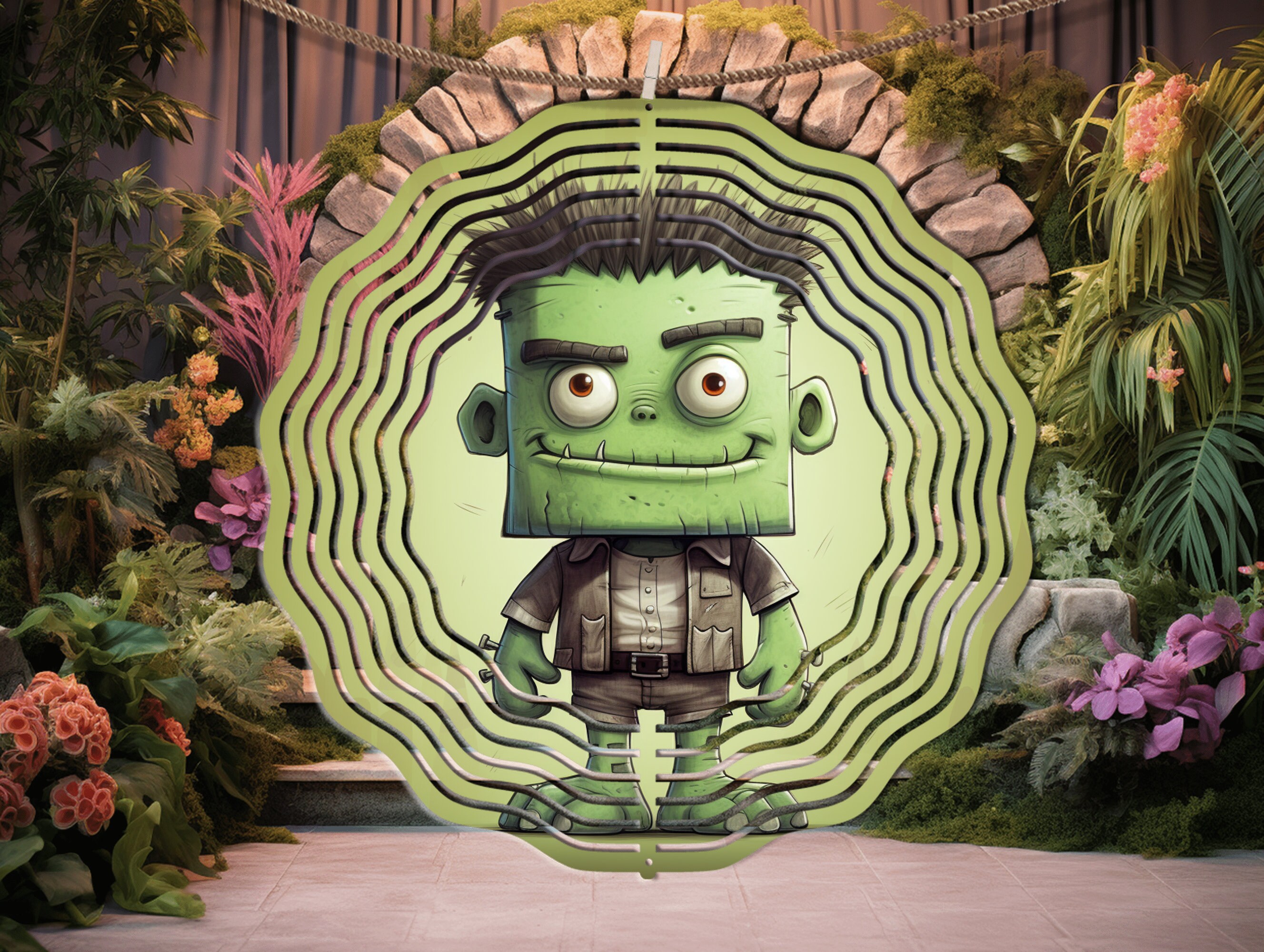 Halloween Wind Spinner PNG Frankenstein Halloween Spinner - Etsy