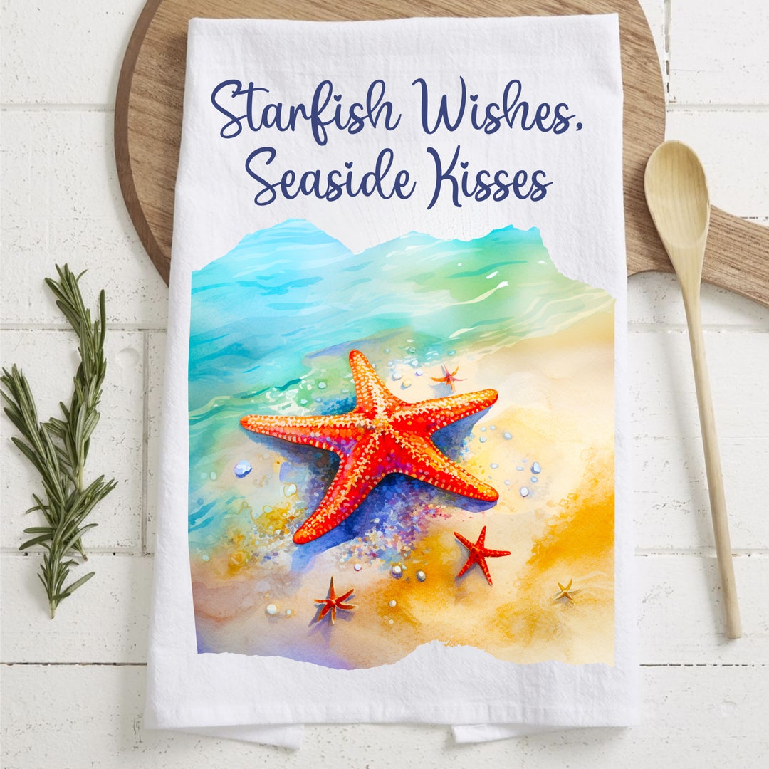 Starfish Kitchen Towel Sublimation Designs | Sea Life Tea Towel ...