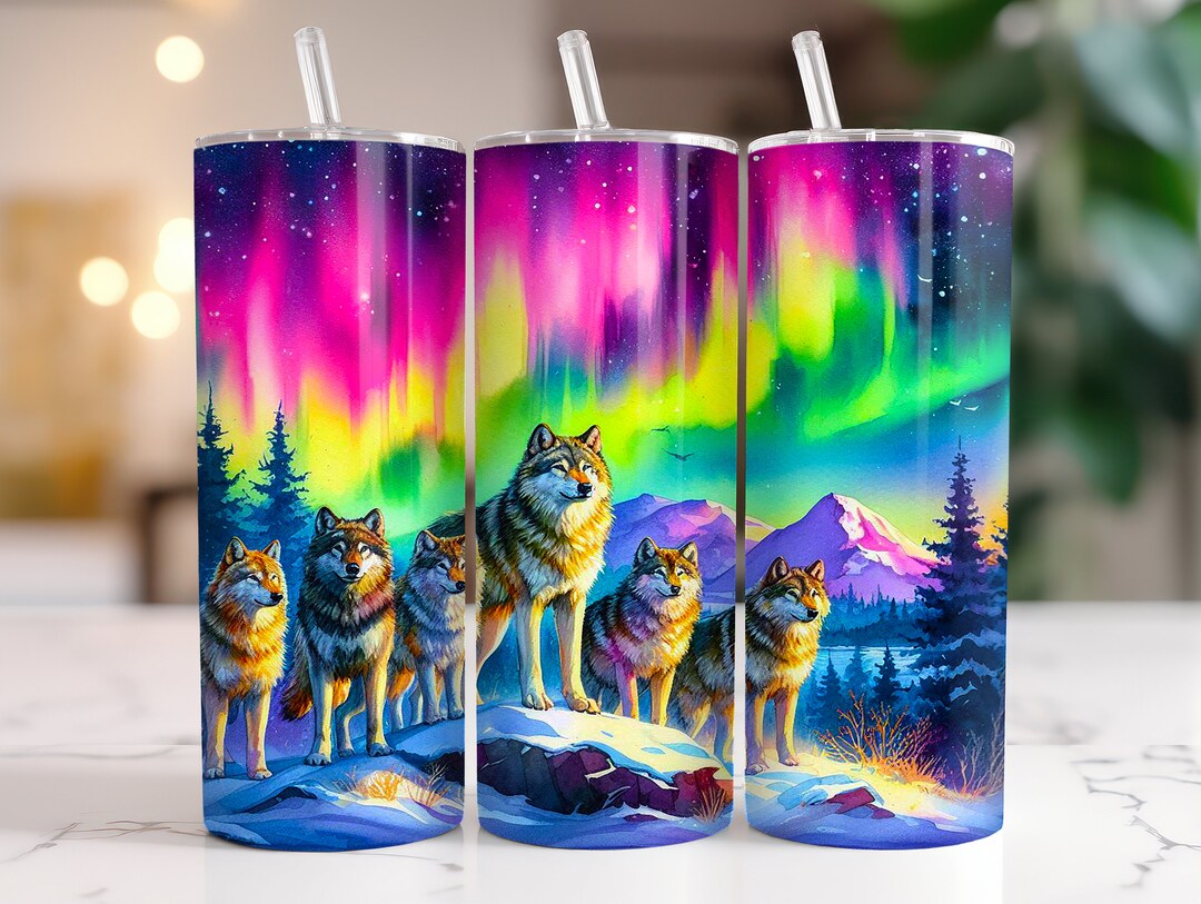 Wolf Skinny Tumbler Wrap | Seamless Wolf Tumbler PNG | Wolf Design ...