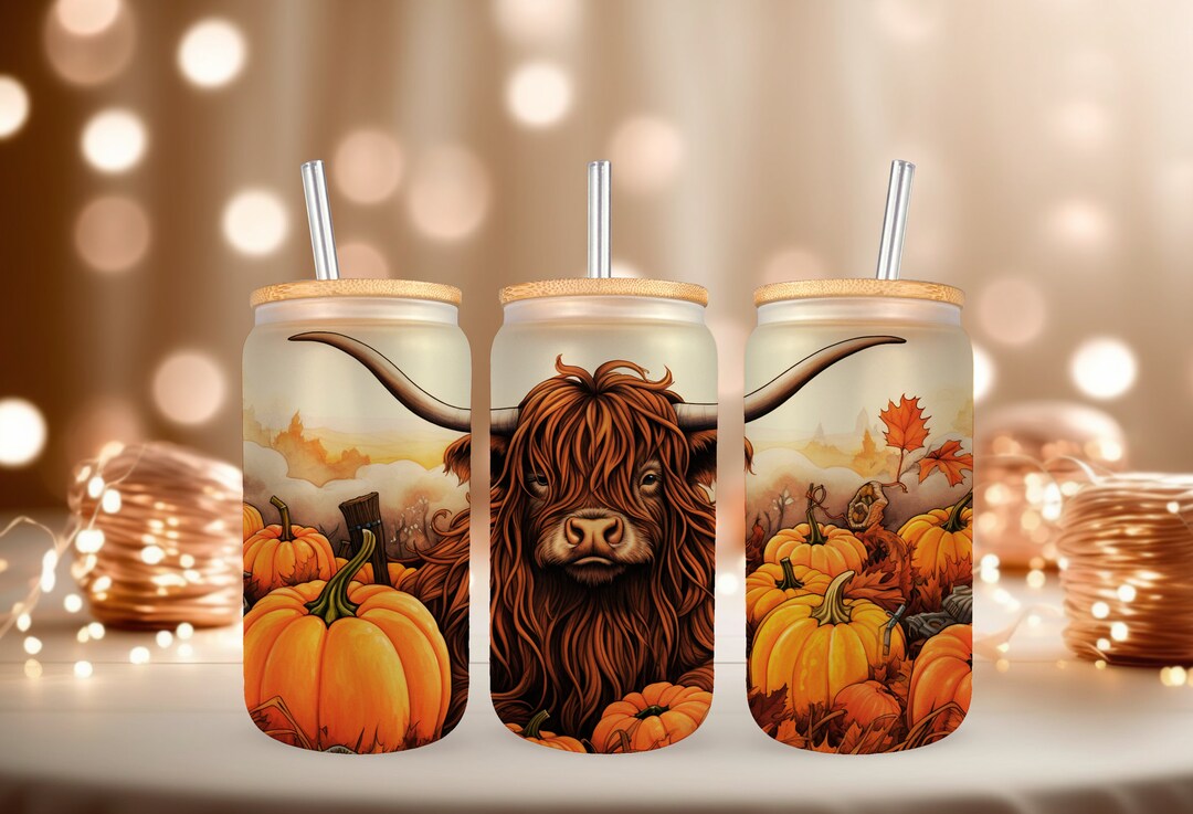 Highland Cow Libbey Glass Wrap | Highland Cow Libbey Glass Can Png ...