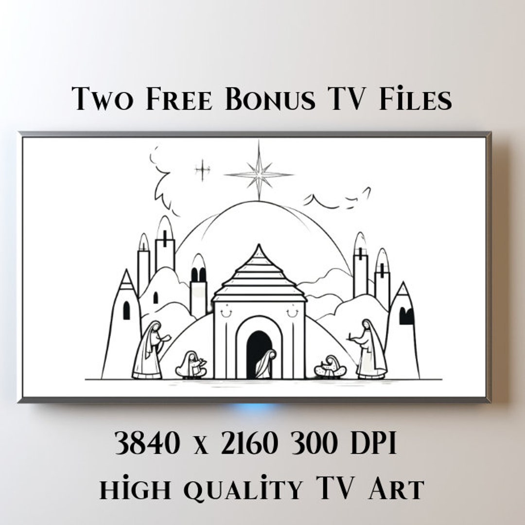 Christmas Nativity Scene Frame TV Art Nativity Frame Art Christmas ...