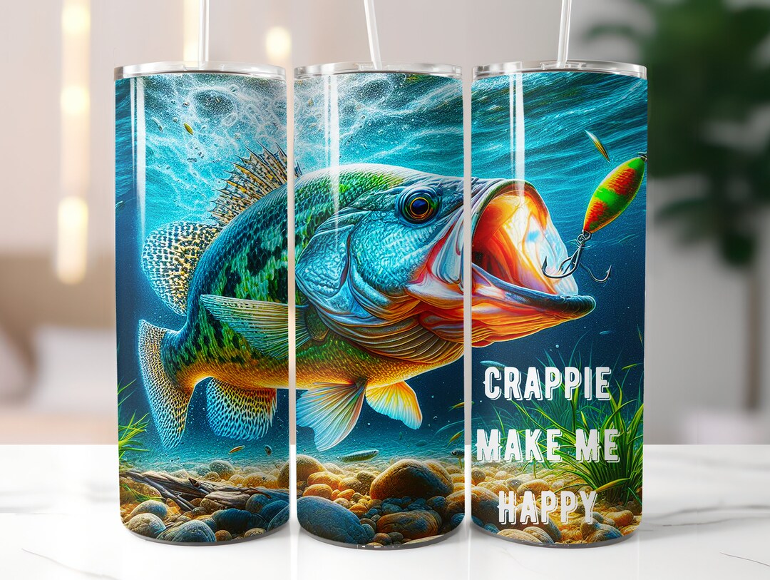 Fishing Tumbler Wrap | Crappie Fishing Wrap | Seamless Skinny Tumbler ...