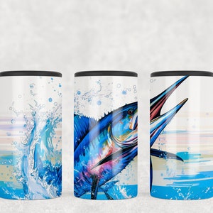 4 in 1 Can Cooler Design: Blue Marlin PNG Fishing Can Cooler ...