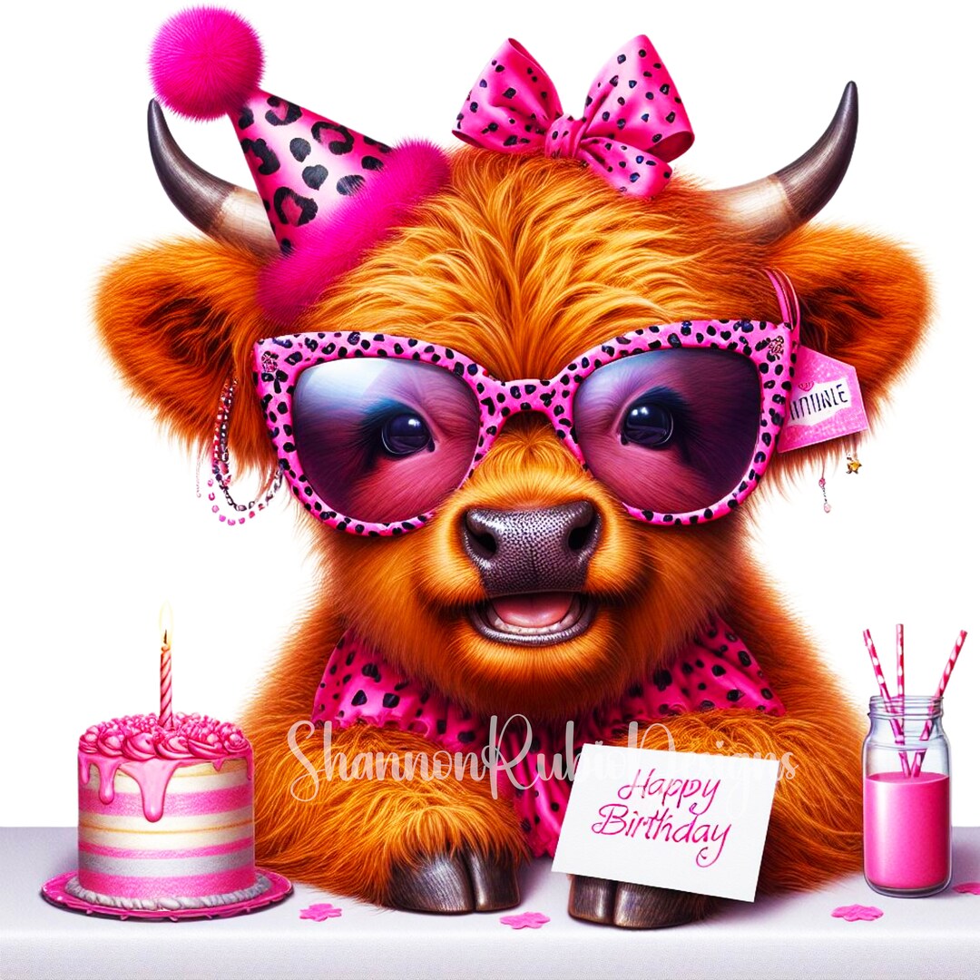 Highland Cow Birthday Clipart | Highland Cow Birthday | Highland Cow ...