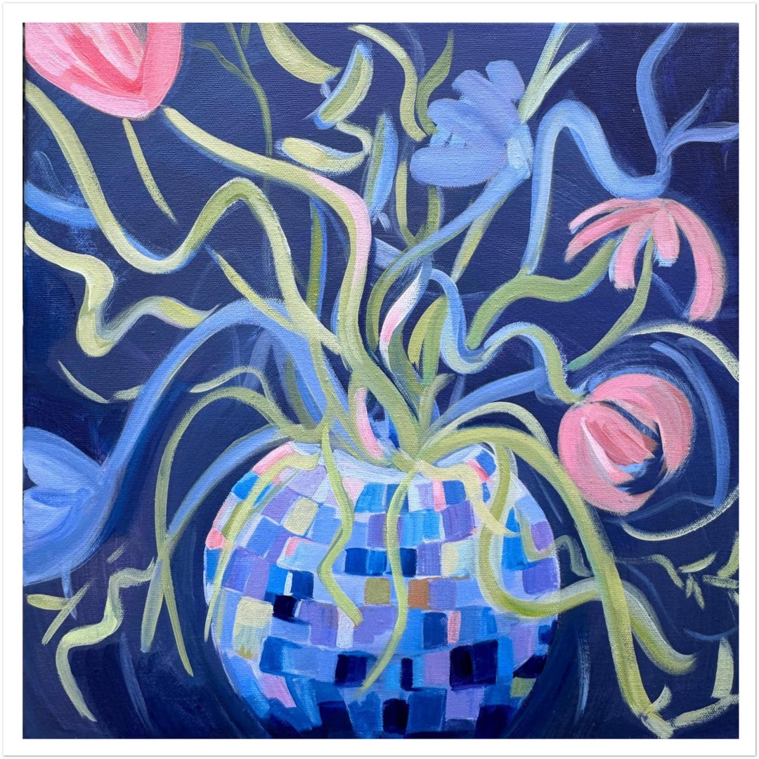 Midnight Bloom Floral Print, Disco Flowers Collection (digital Download ...