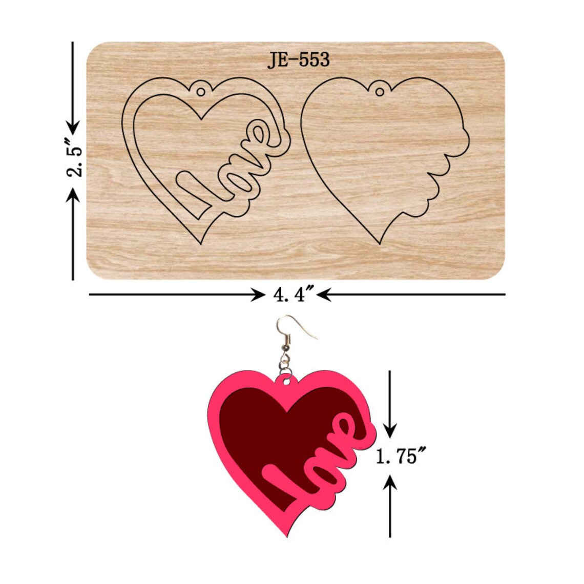 Leather Earring Cutting Die,1.75 INCH, Heart Earring Die, LOVE Leather ...