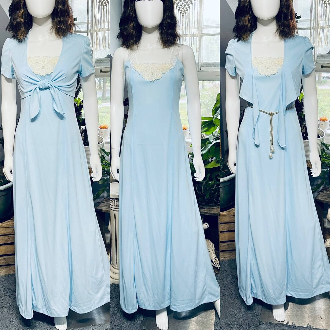 Vintage Maxi Dress & Wrap Top Set - Etsy