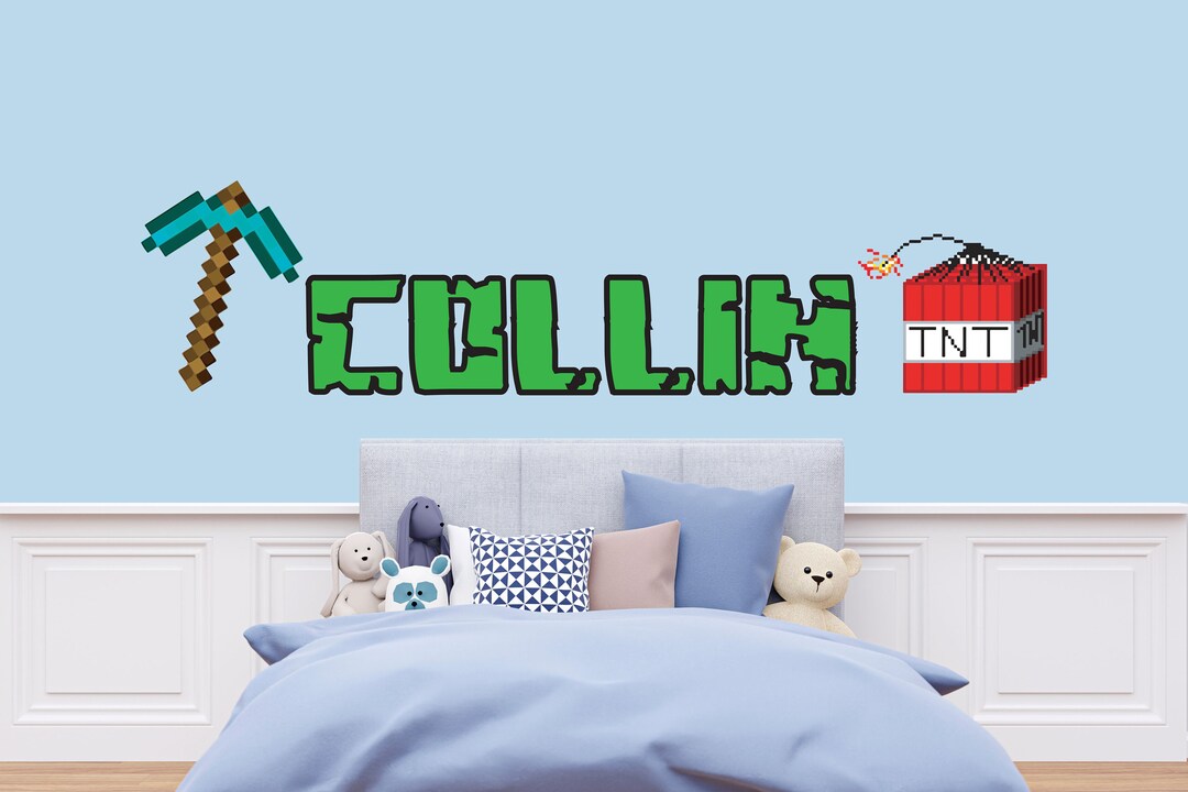 Personalized Gamer Name Sticker Wall Decal Mine Decor Bedroom Playroom ...