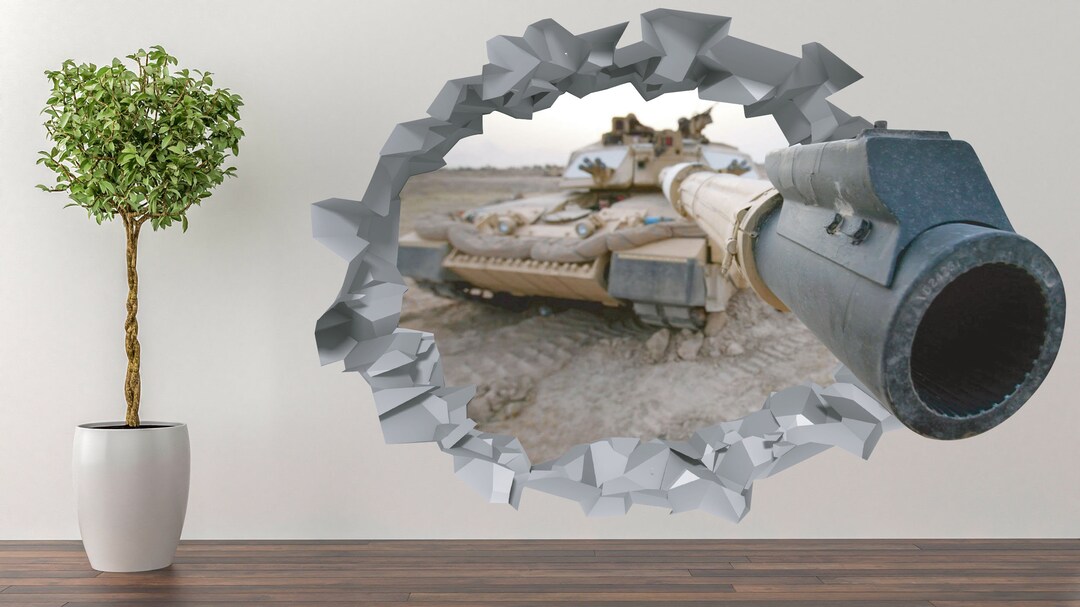War Tank Wall Decal Art Military Decor 3D Smashed Sticker - Etsy