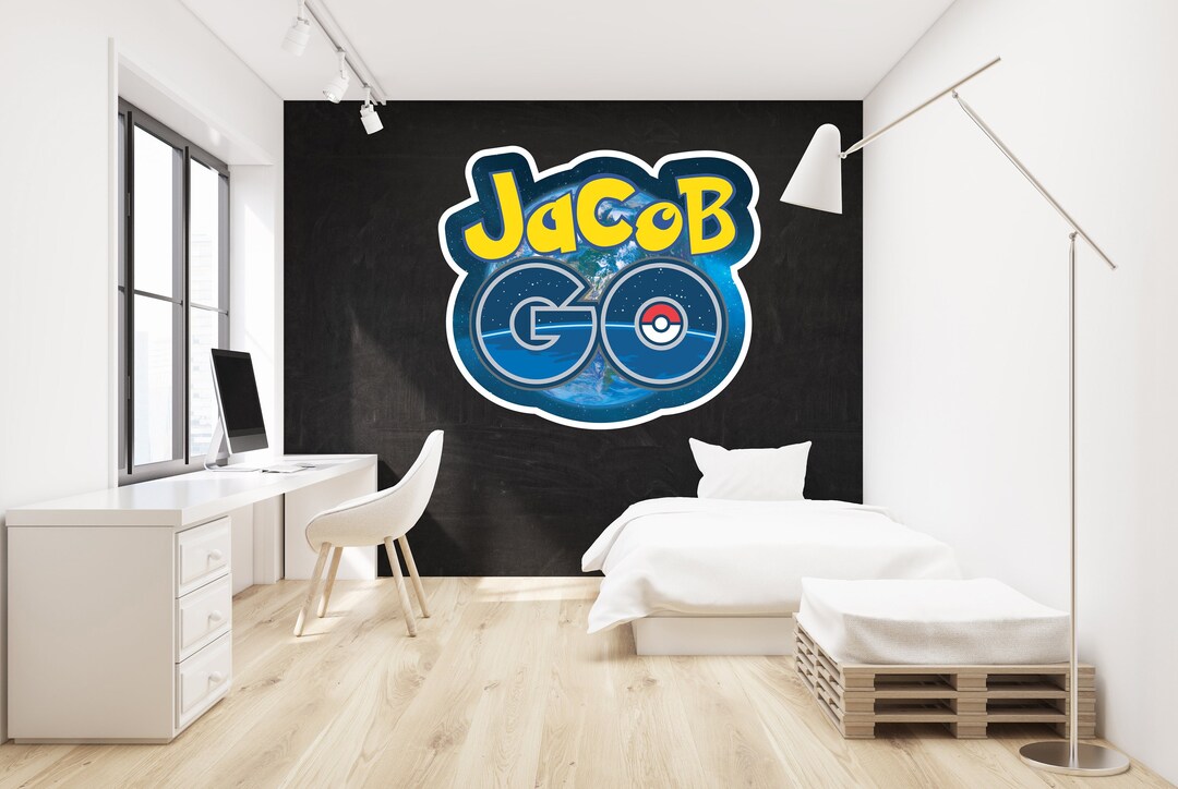 Pokeball Custom Name Wall Decal Kids Wall Sticker Poke Wall Decor Art ...