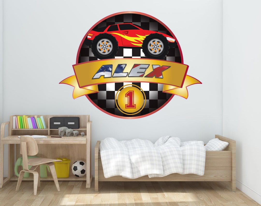 Custom Name Racing Car Game Room 3D Wall Decal Car Smashed - Etsy