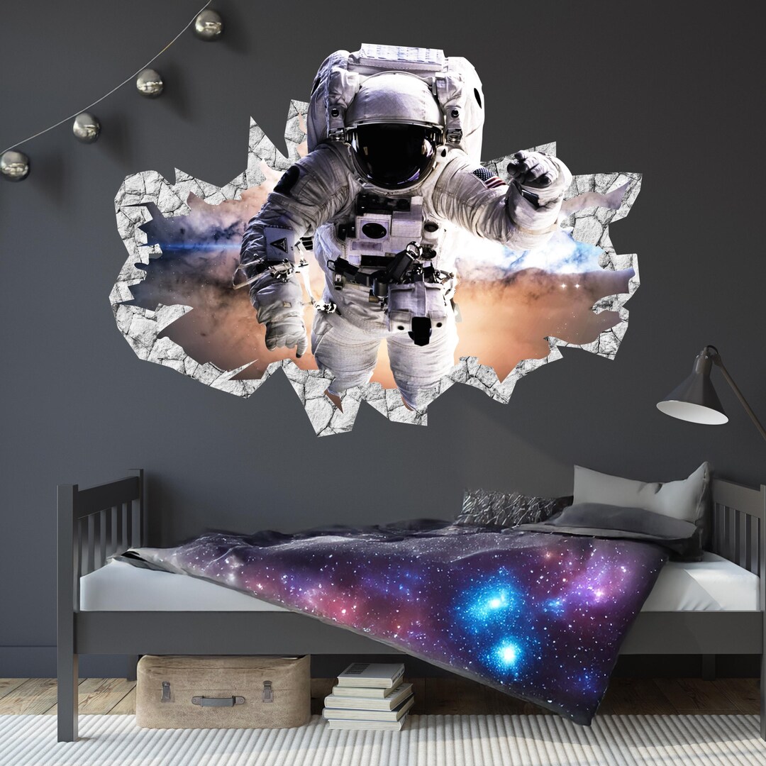Astronaut Wall Decal the Spaceman & Planet Wall Decals Space Wall Decor ...