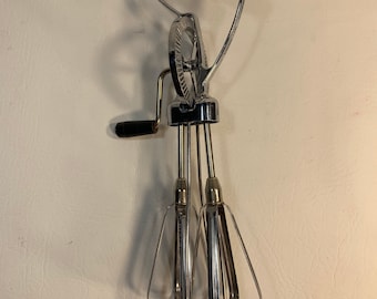 Vintage Ecko Hand Crank Egg Beater Mixer With Angled Handle Stainless ...