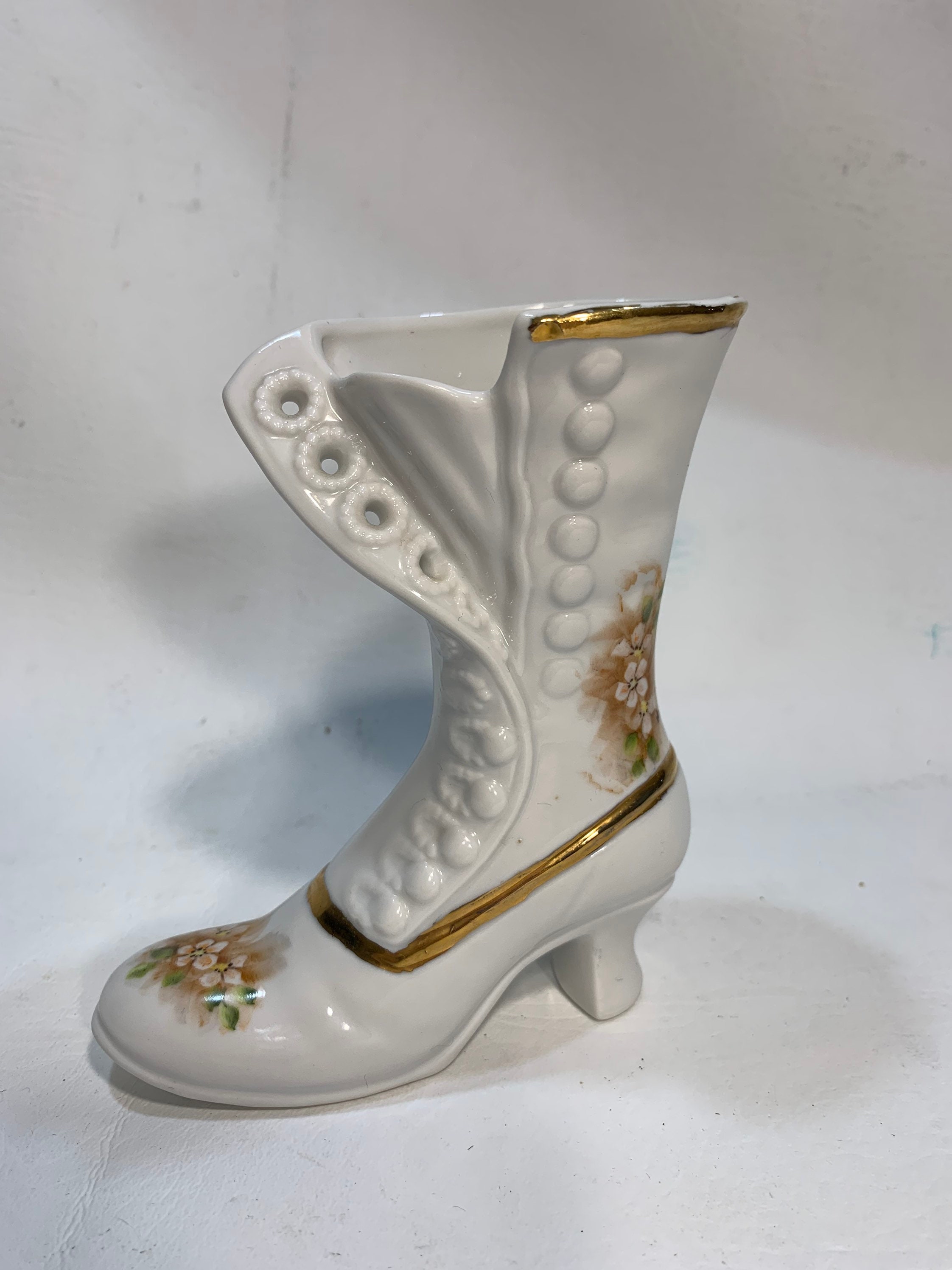 Vintage Mini Porcelain Victorian Miniature Boot white/gold - Etsy UK