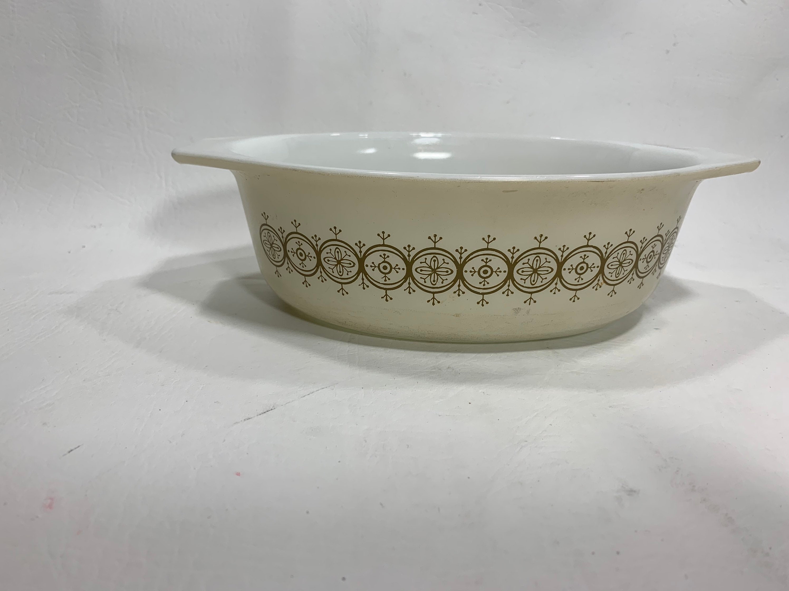 Rare Vintage Pyrex Golden Olive Medallion Promotional 1.5qt Casserole ...