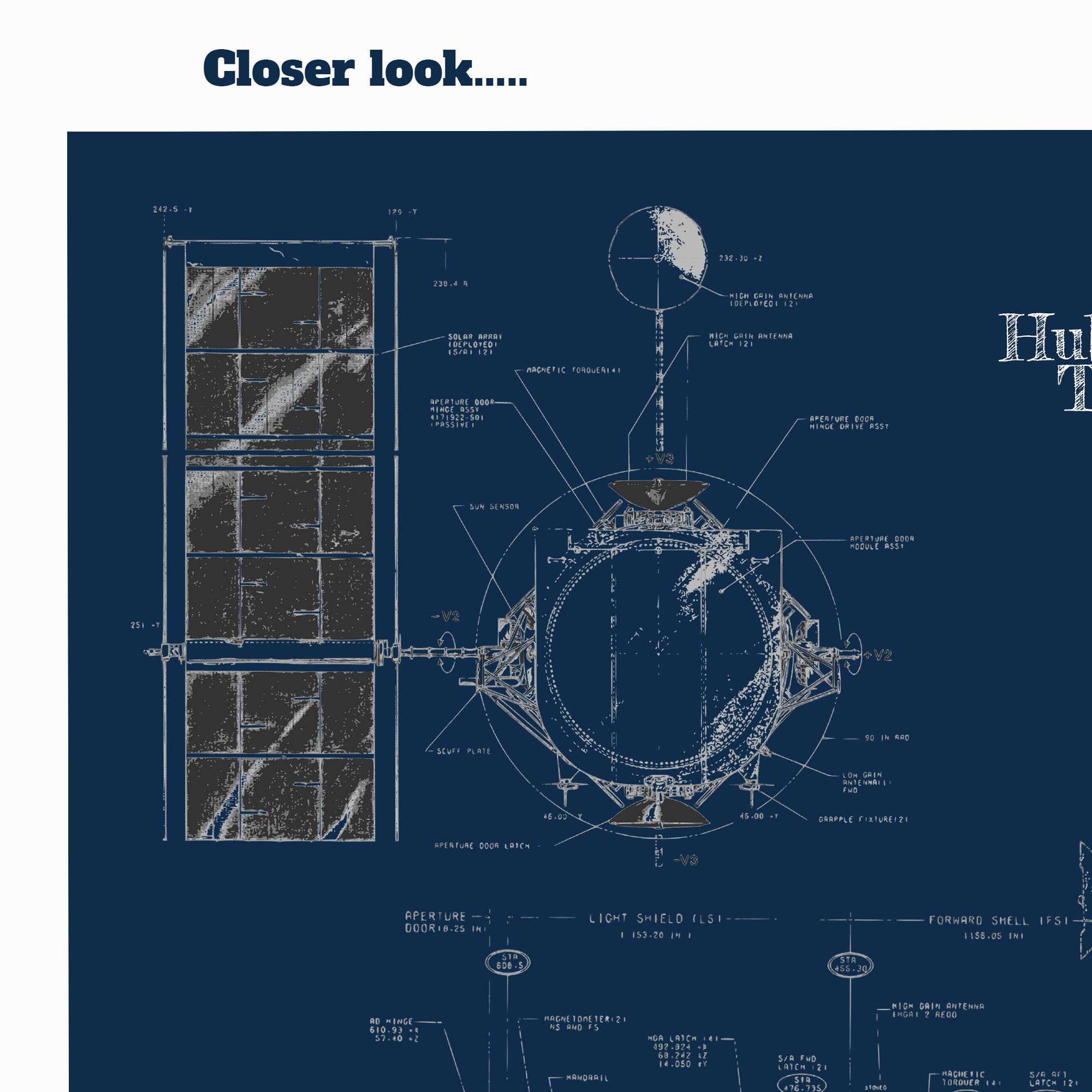 NASA Blueprints Hubble Space Telescope Art Print Poster - Etsy España