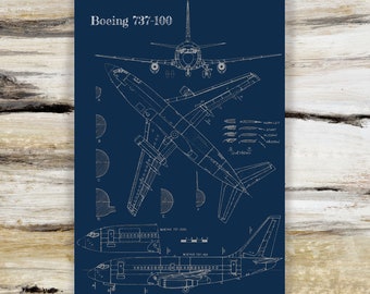 Poster Boeing 737-500 Blueprint Prints Art & Collectibles etna.com.pe