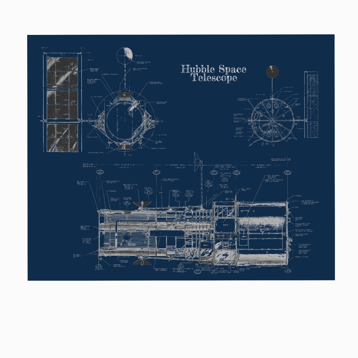 NASA Blueprints Hubble Space Telescope Art Print Poster - Etsy España