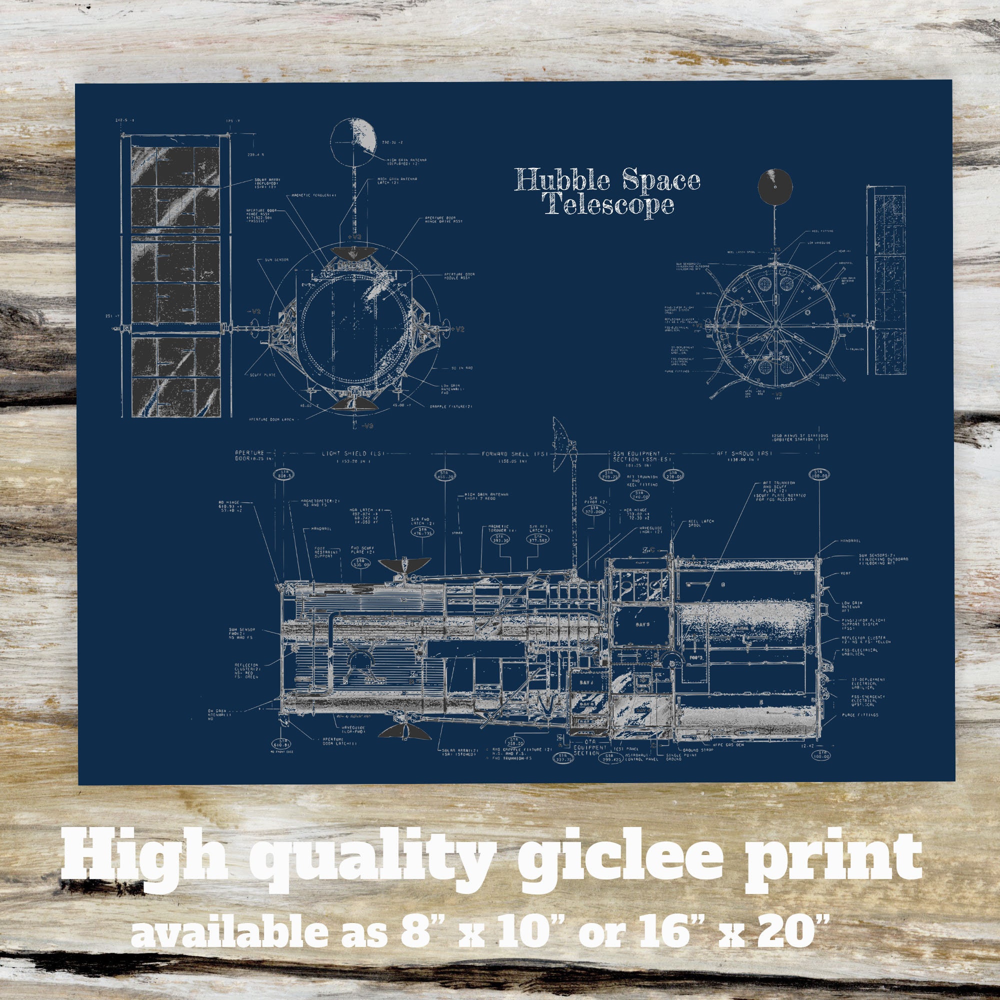 NASA Blueprints Hubble Space Telescope Art Print Poster - Etsy España