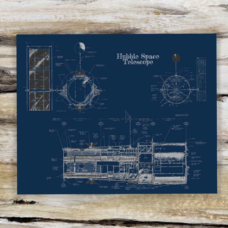 NASA Blueprints Hubble Space Telescope Art Print Poster - Etsy